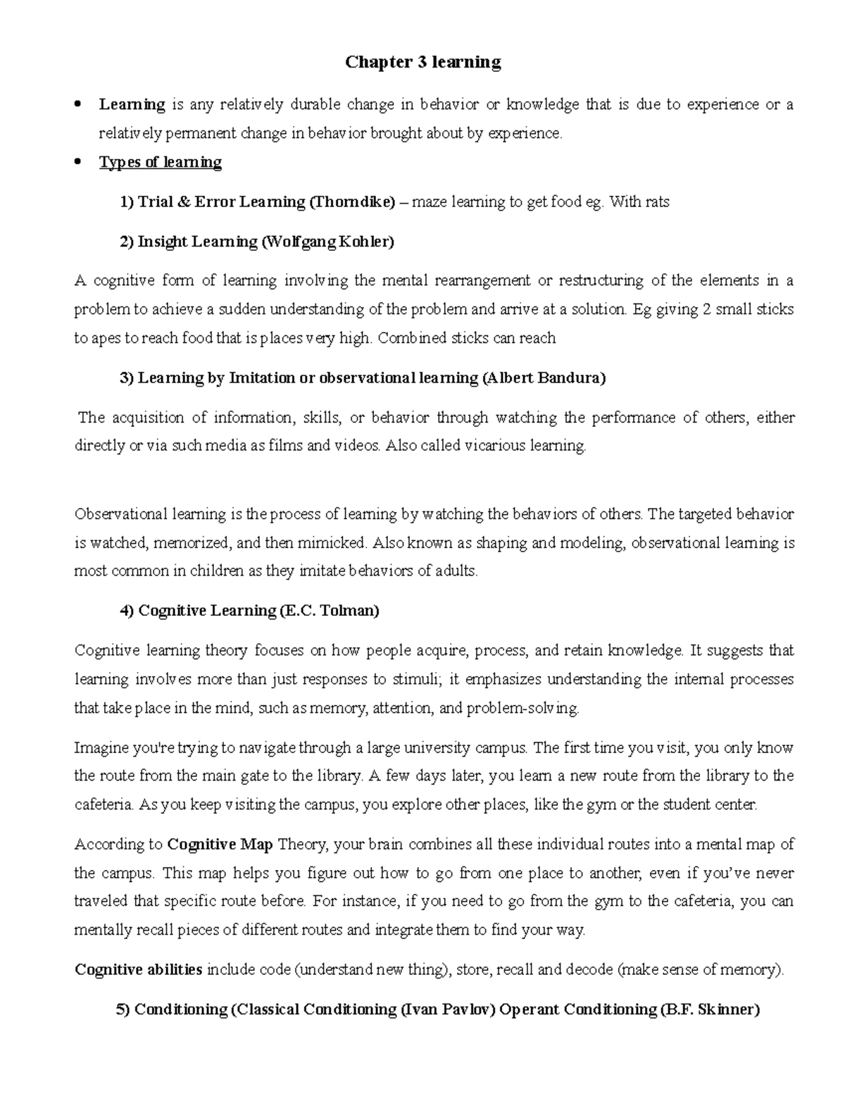 Chapter 3 psycho - wweweew - Chapter 3 learning Learning is any ...