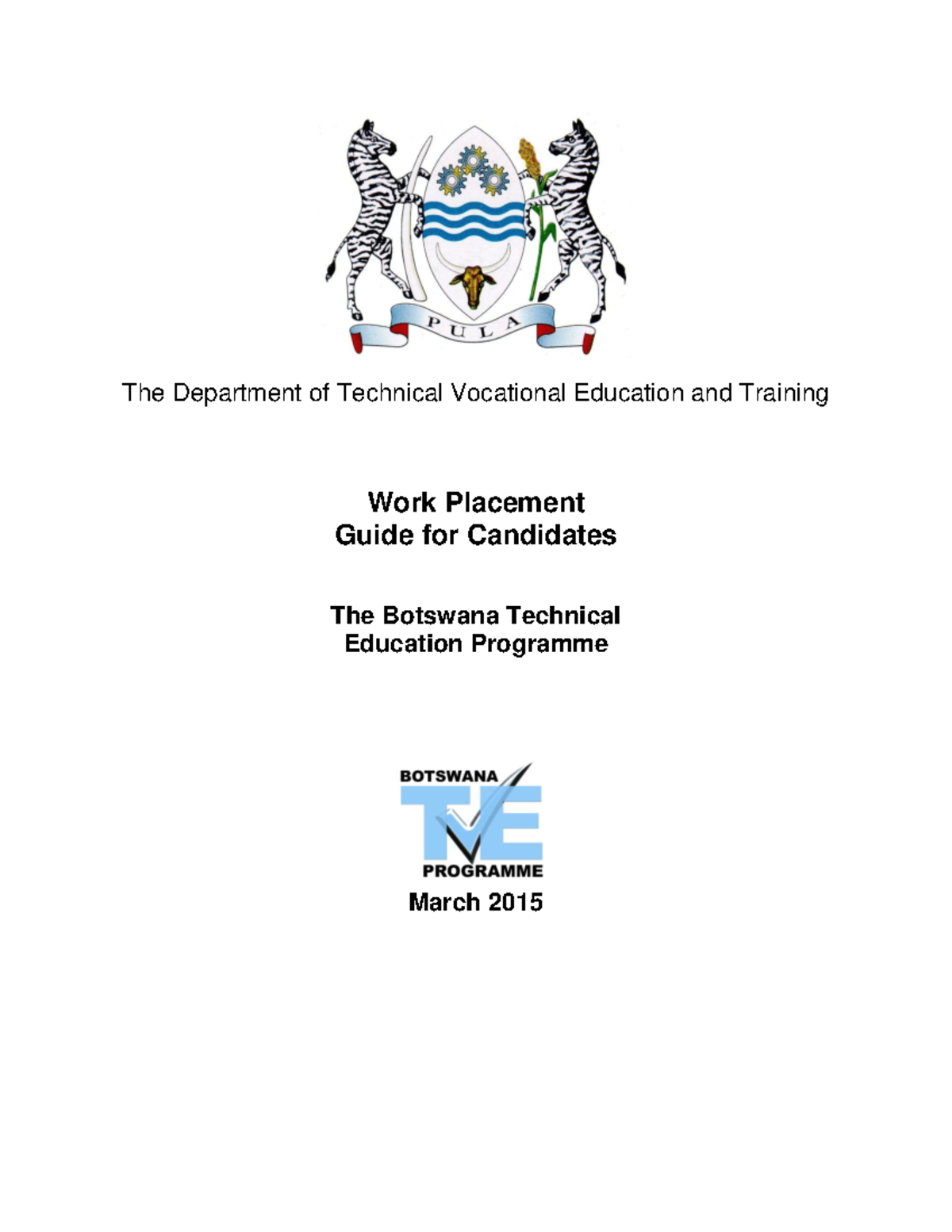 Work Placement Guide for Candidates - The Department of Technical ...
