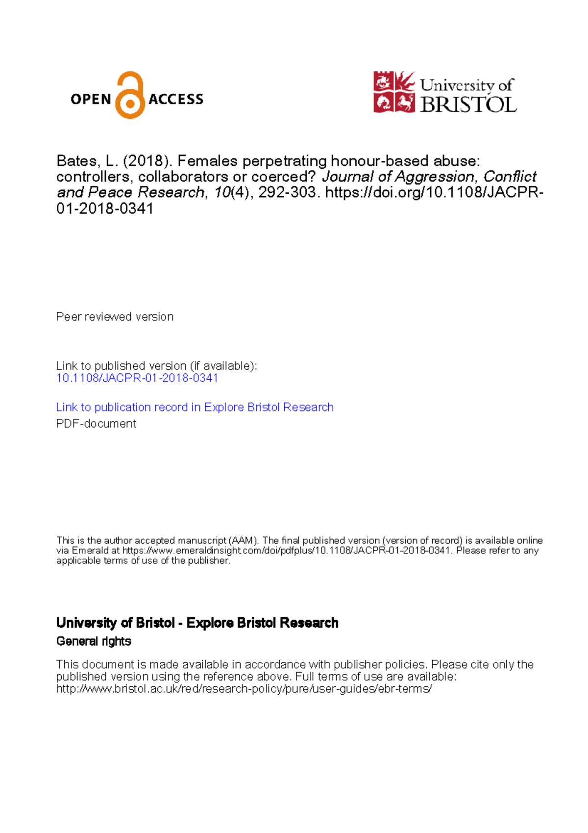 Author accepted manuscript 20 March 2018 1 - Bates, L. (2018). Females ...