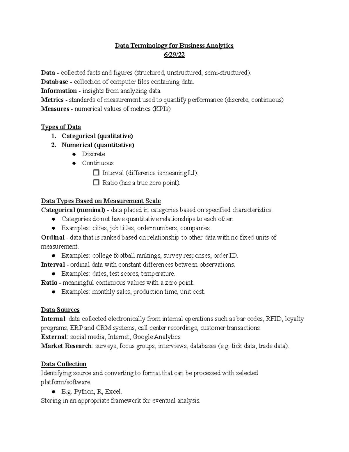 Data Terminology for Business Analytics - Data Terminology for Business ...