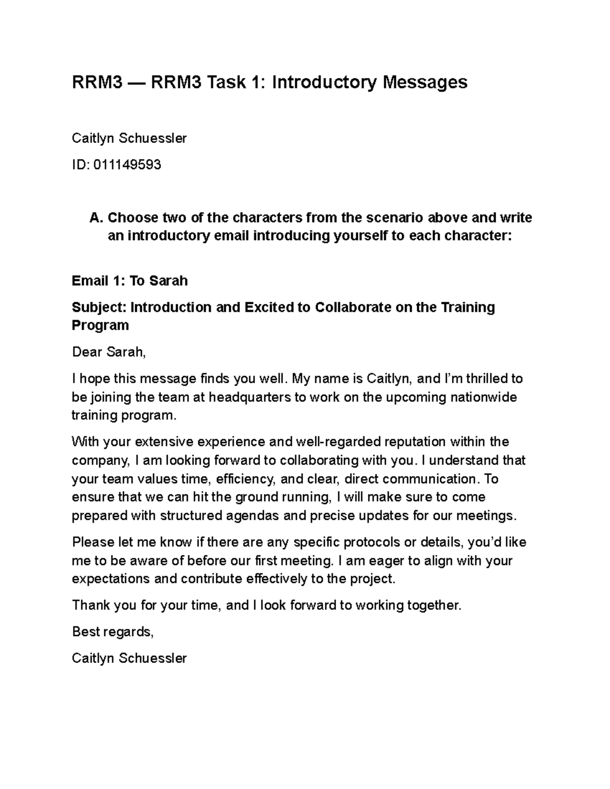 WGU D268 Task1 - Understanding your message's audience and considering ...