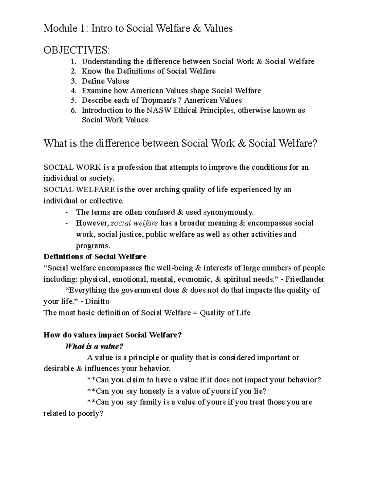 Module 1 - Lecture notes 1 - OBJECTIVES: Understanding the difference ...