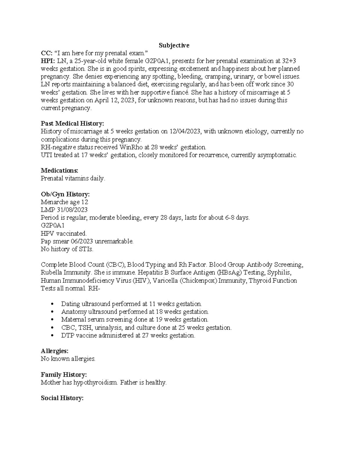 Soap masoumeh woman - soap note - Subjective CC: “I am here for my ...