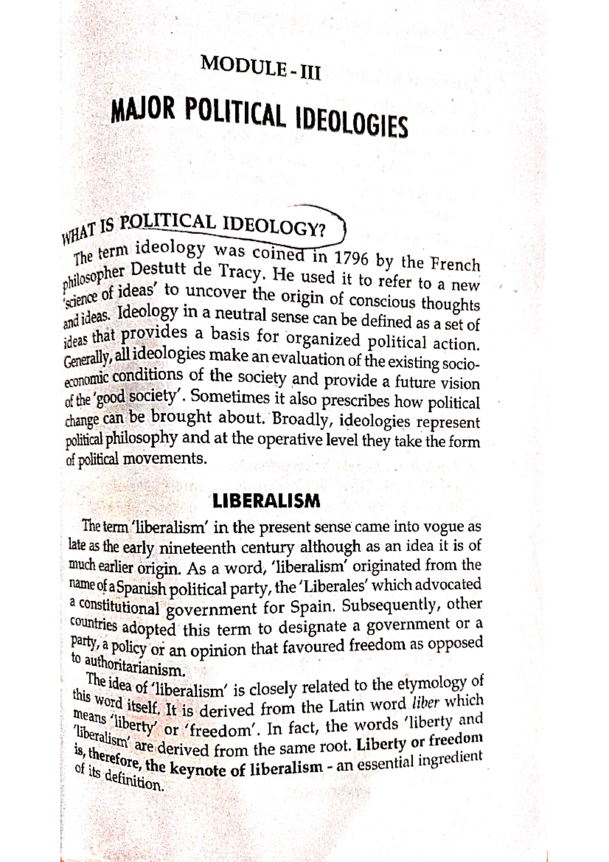 Major political ideologies - Business law - Studocu