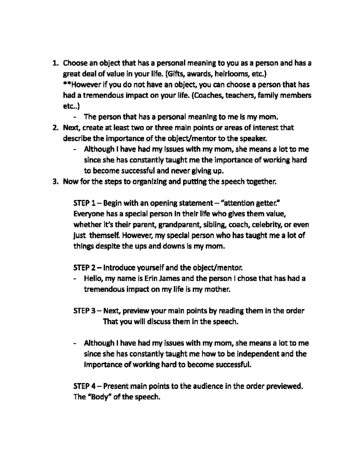 Object or Person Speech - COMM 2200 - Studocu