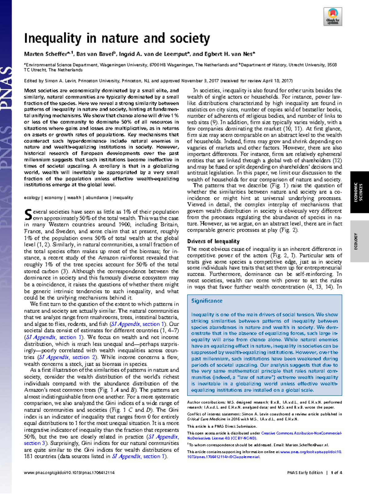 Inequality in nature and society - van de Leemput a, and Egbert H. van ...