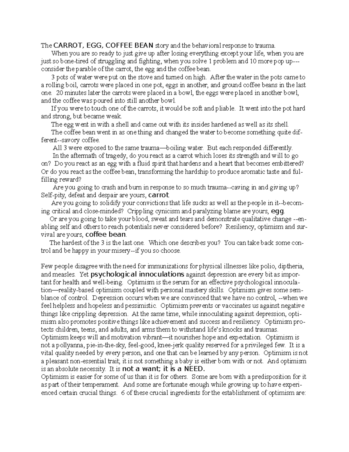 Stud copy Educ1test prep by chap - The CARROT, EGG, COFFEE BEAN story ...