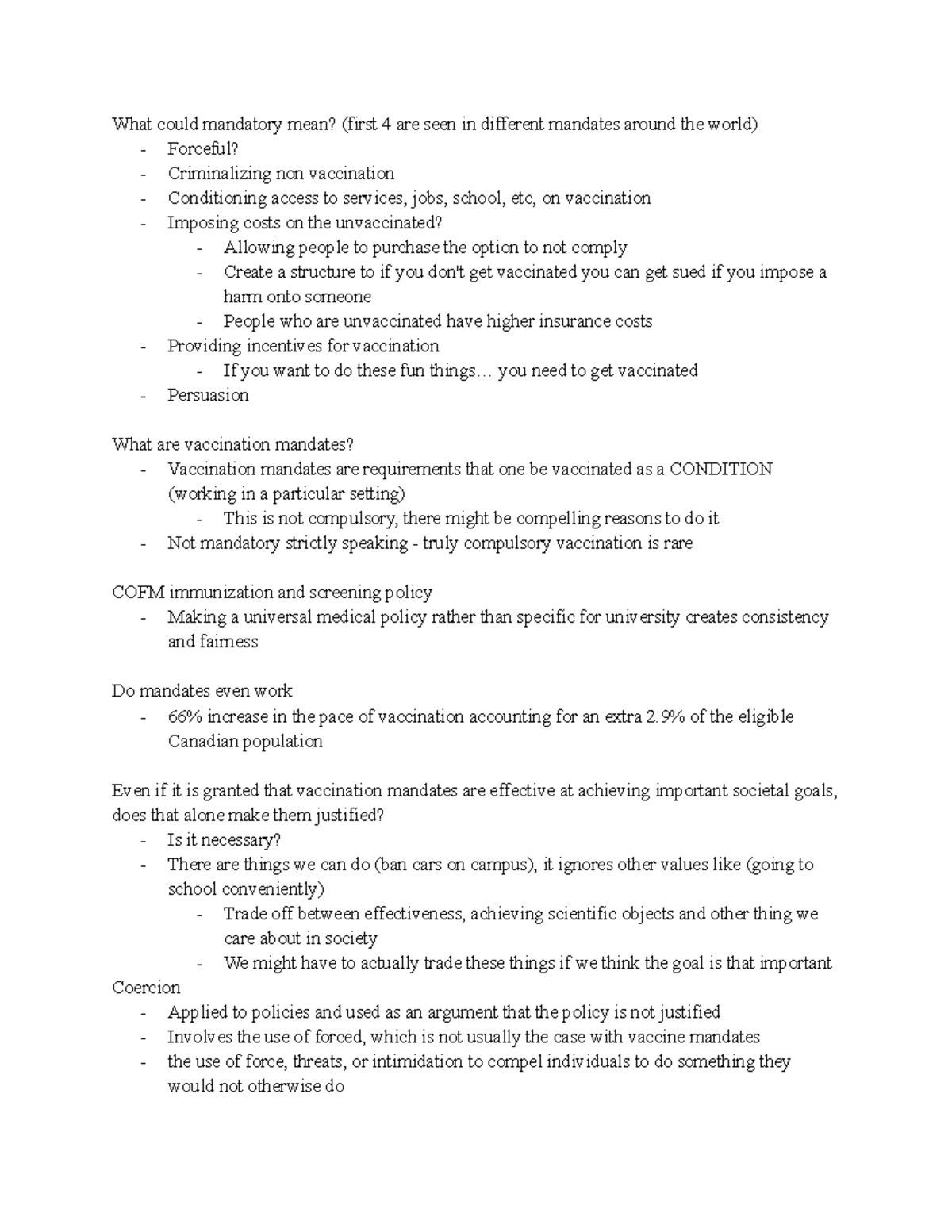 HS 3400 Lecture 6 - What could mandatory mean? (first 4 are seen in ...