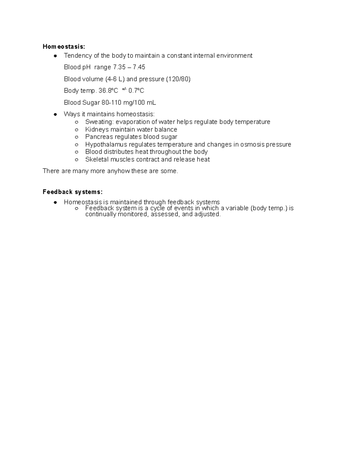 Human body Homeostasis - Homeostasis: Tendency of the body to maintain ...