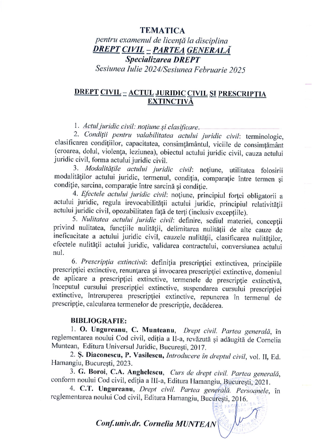 Tematica licenta Drept sesiunea-iulie 2024 februarie 2025 - TEMATICA ...