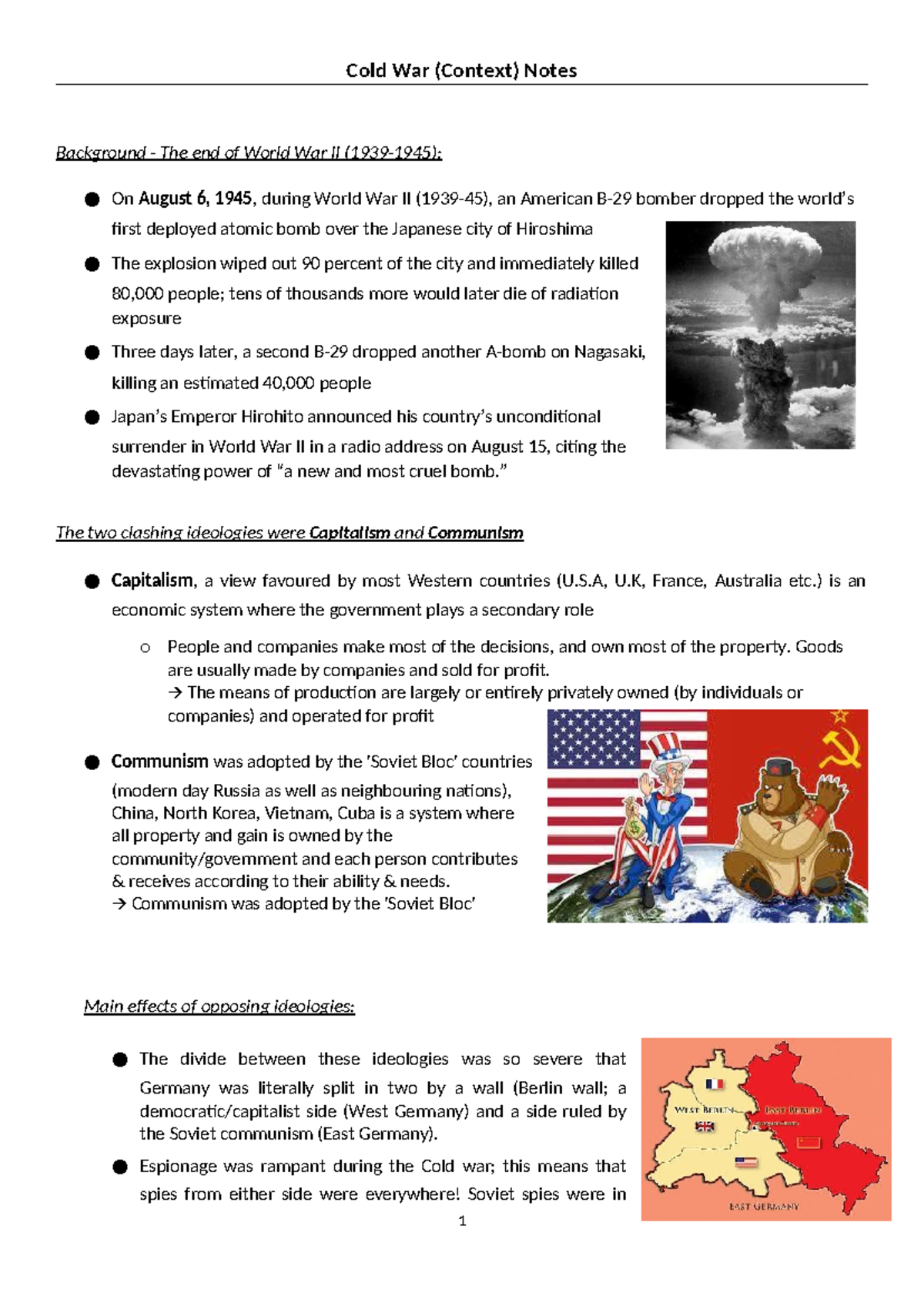Cold War Context Notes - Copy - Cold War (Context) Notes Background ...