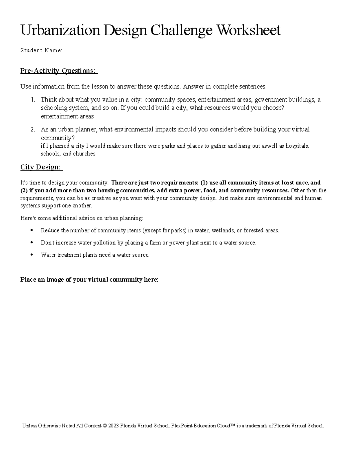05 06 worksheet - cghjbbhf - Urbanization Design Challenge Worksheet ...