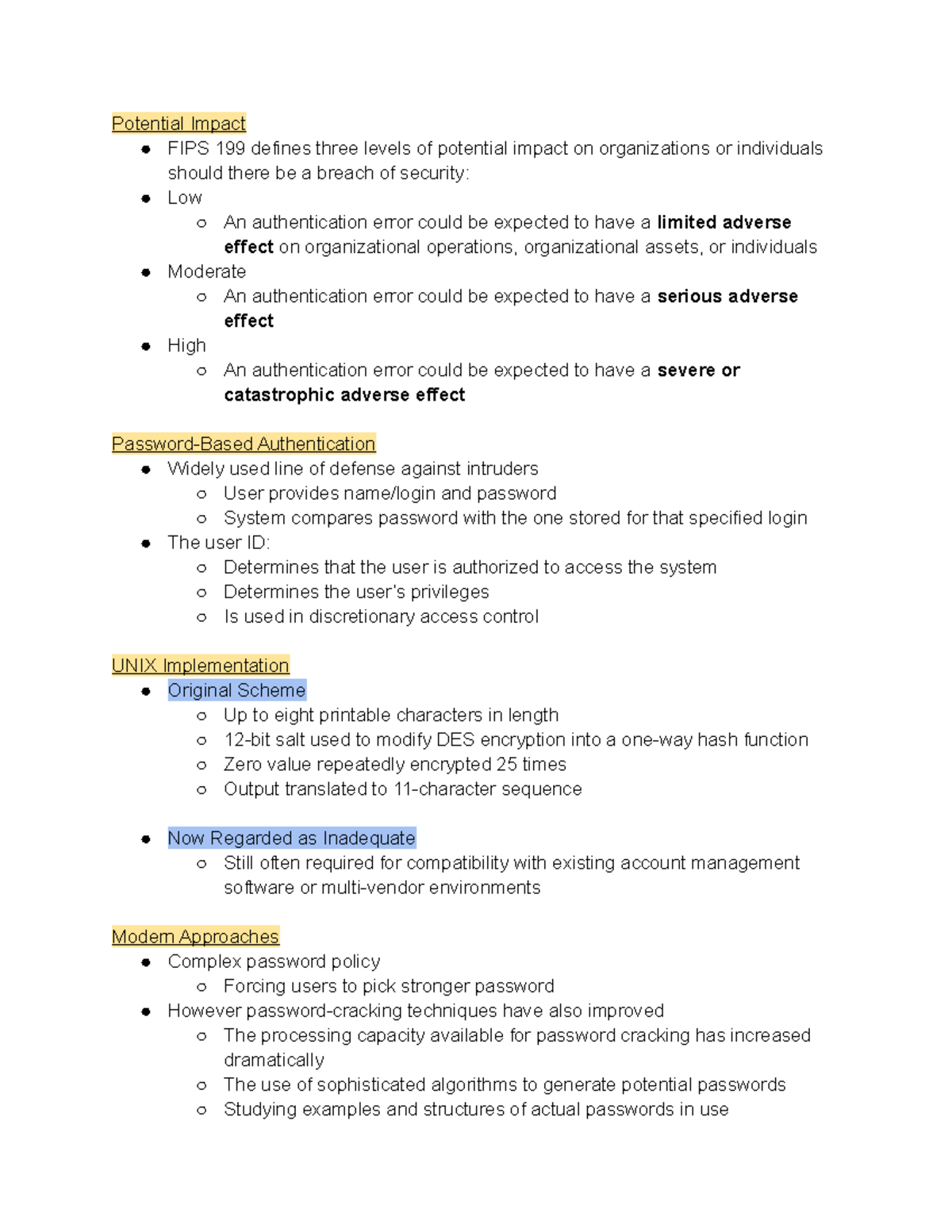User Authentication Part 1 - Potential Impact FIPS 199 defines three ...