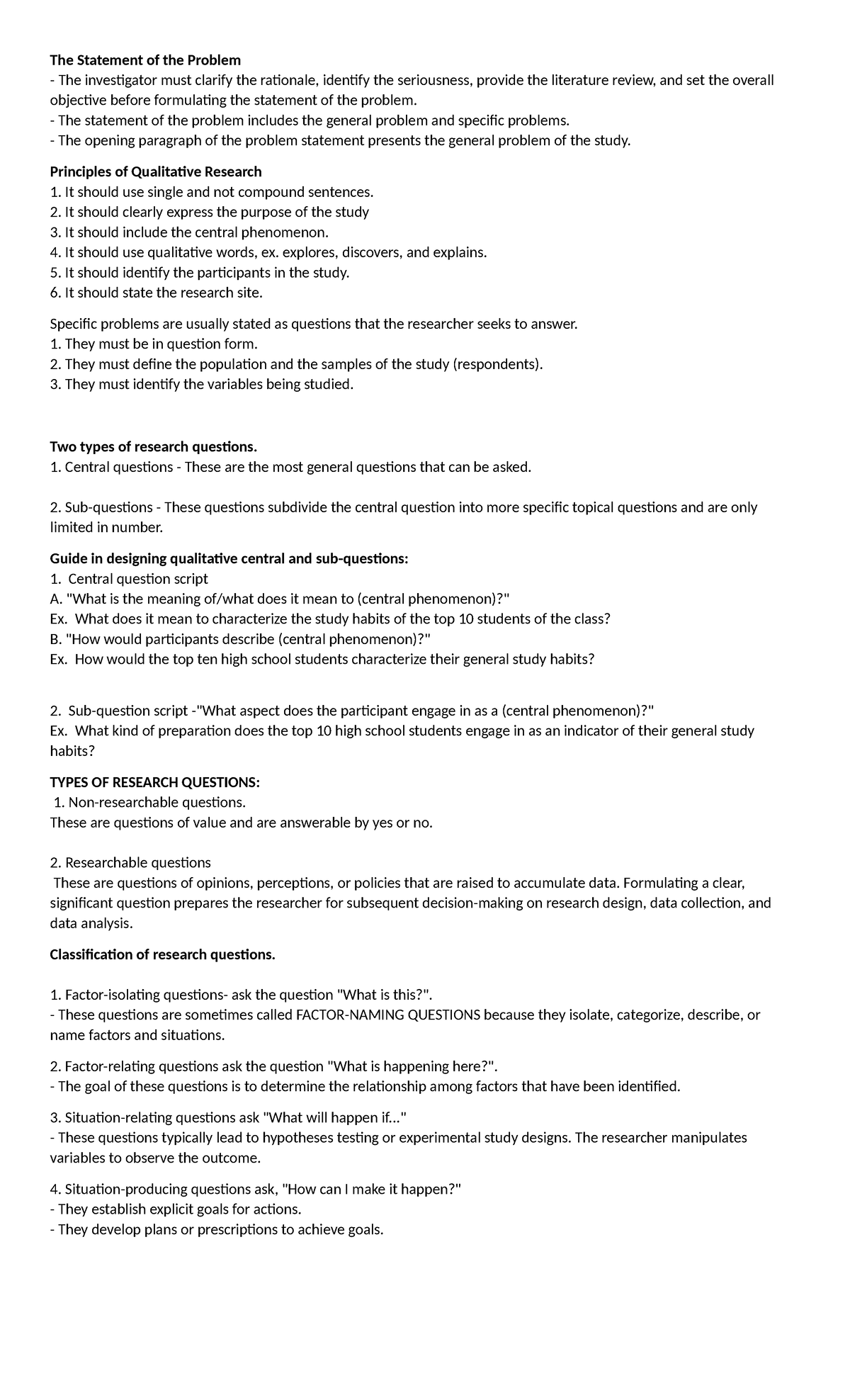 The Statement of the Problem - The statement of the problem includes ...