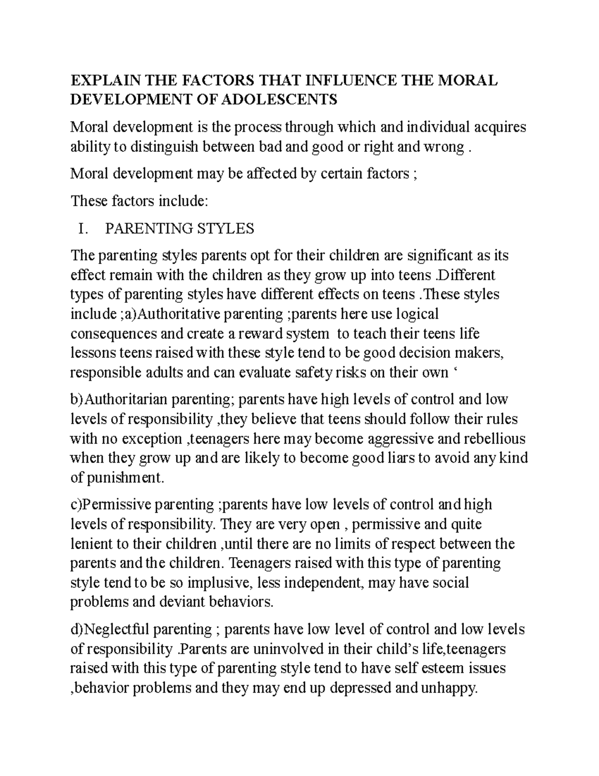 PSYC 213 Child AND Adolescent Psychology - EXPLAIN THE FACTORS THAT ...