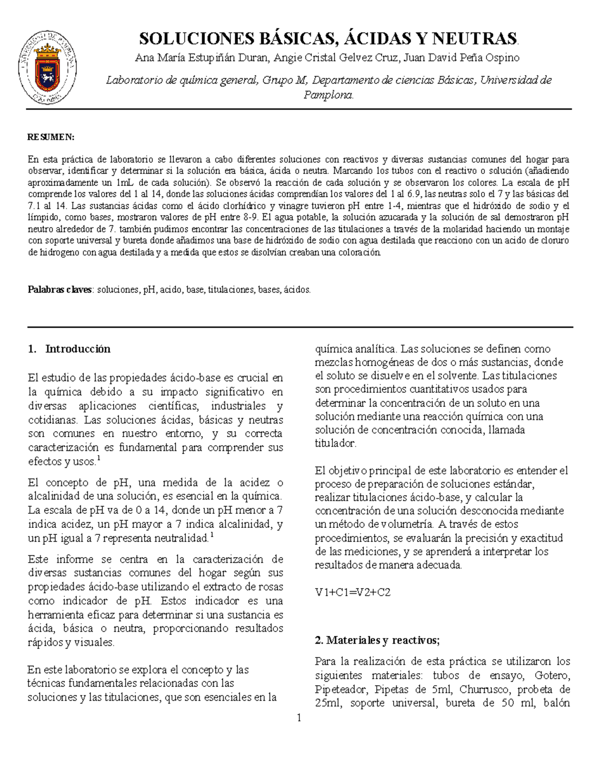 Informe soluciones y titulaciones Final 11 - SOLUCIONES BÁSICAS, ÁCIDAS Y NEUTRAS. Ana María ...
