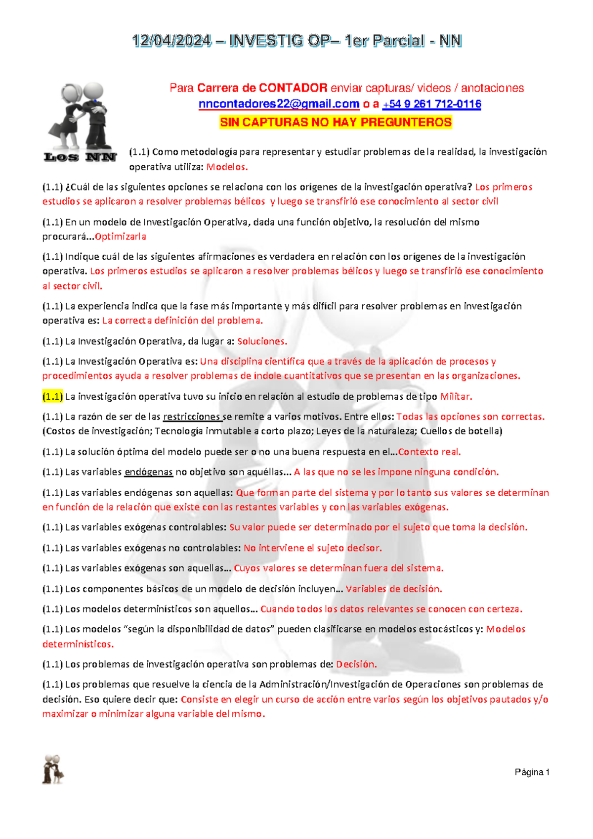 1er P Investig Operativa Agosto 2024 - Preguntas examen - Para Carrera ...