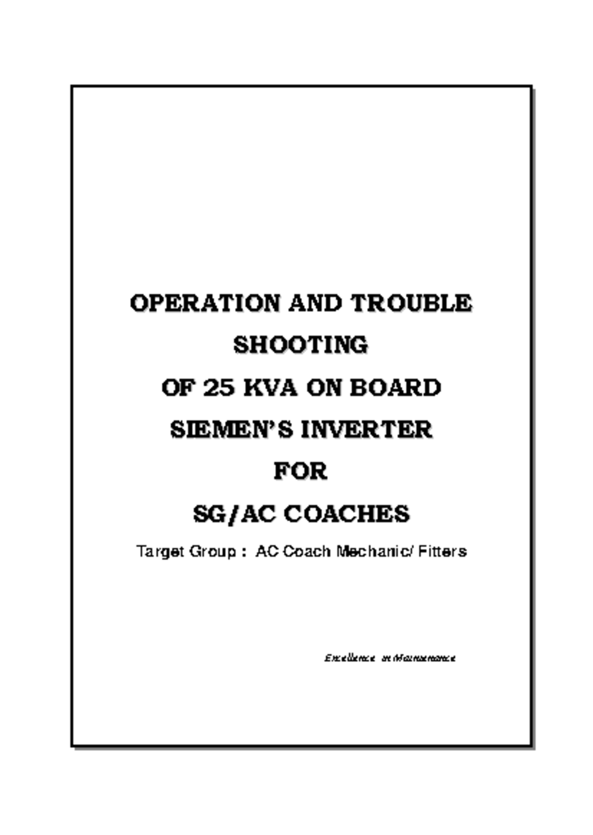 AC Coaches Inverter - every thing - Operation and Trouble Shooting of ...
