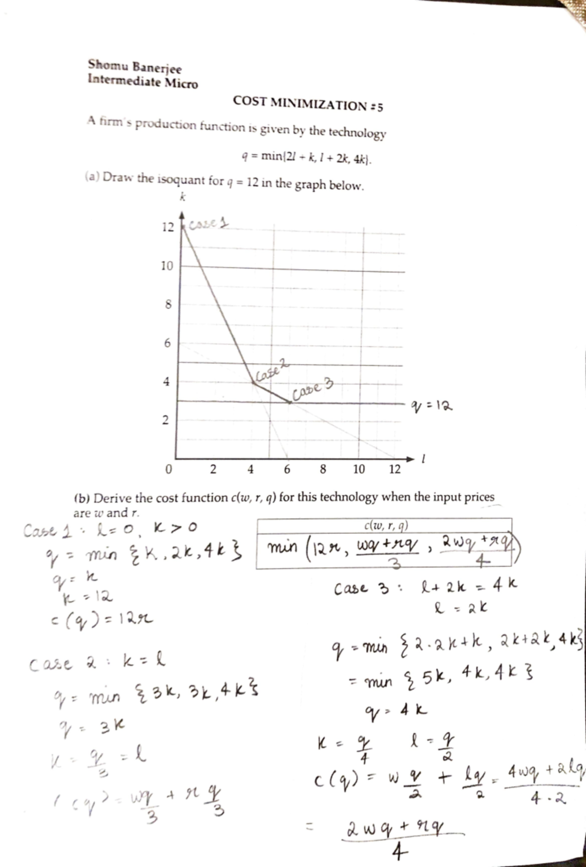 Cost Minimization #5 - S hom u &ne tj tt' ln ~rmedi ~te Micro .., COST ...