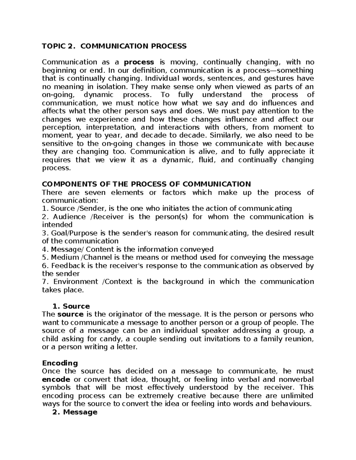Topic 2 Communication Process - TOPIC 2. COMMUNICATION PROCESS ...