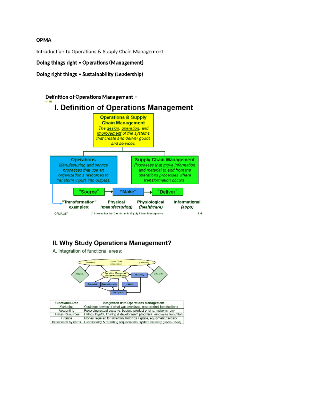 Notes I took for OPMA - OPMA Introduction to Operations & Supply Chain ...
