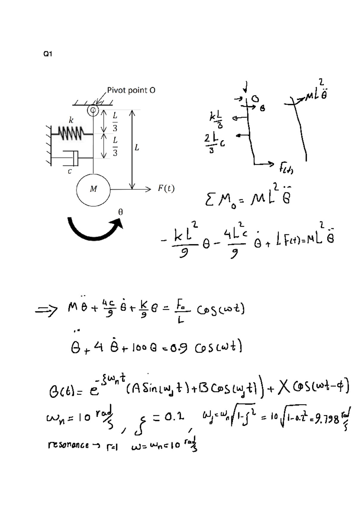 Example sheet 2 part 1 solutions - EG-235 - 𝑋 = 𝐹 0 𝑘 1 √( 1 − 𝑟 2 ) 2 ...