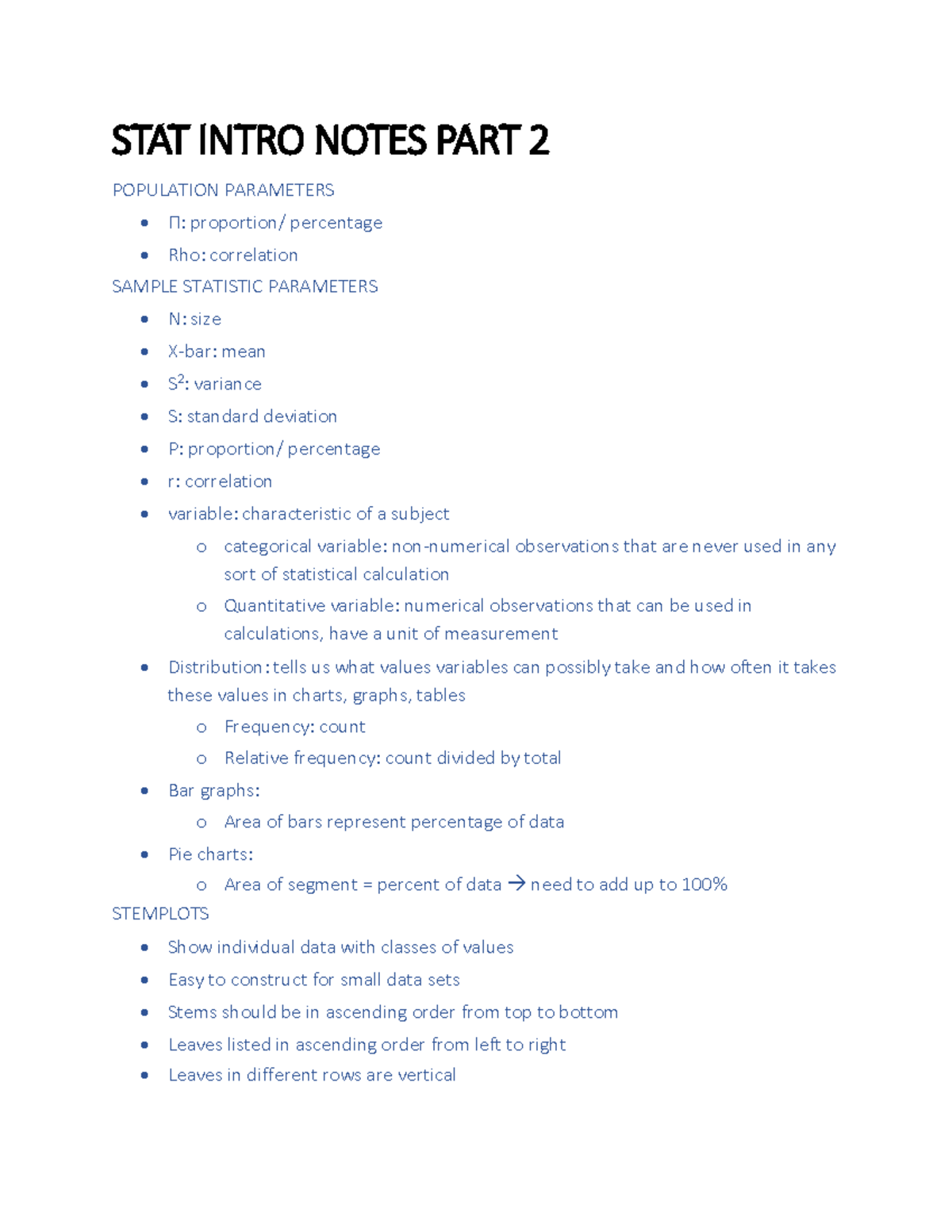 STAT Intro Notes PART 2 - Professor Radha Bose - STAT INTRO NOTES PART ...