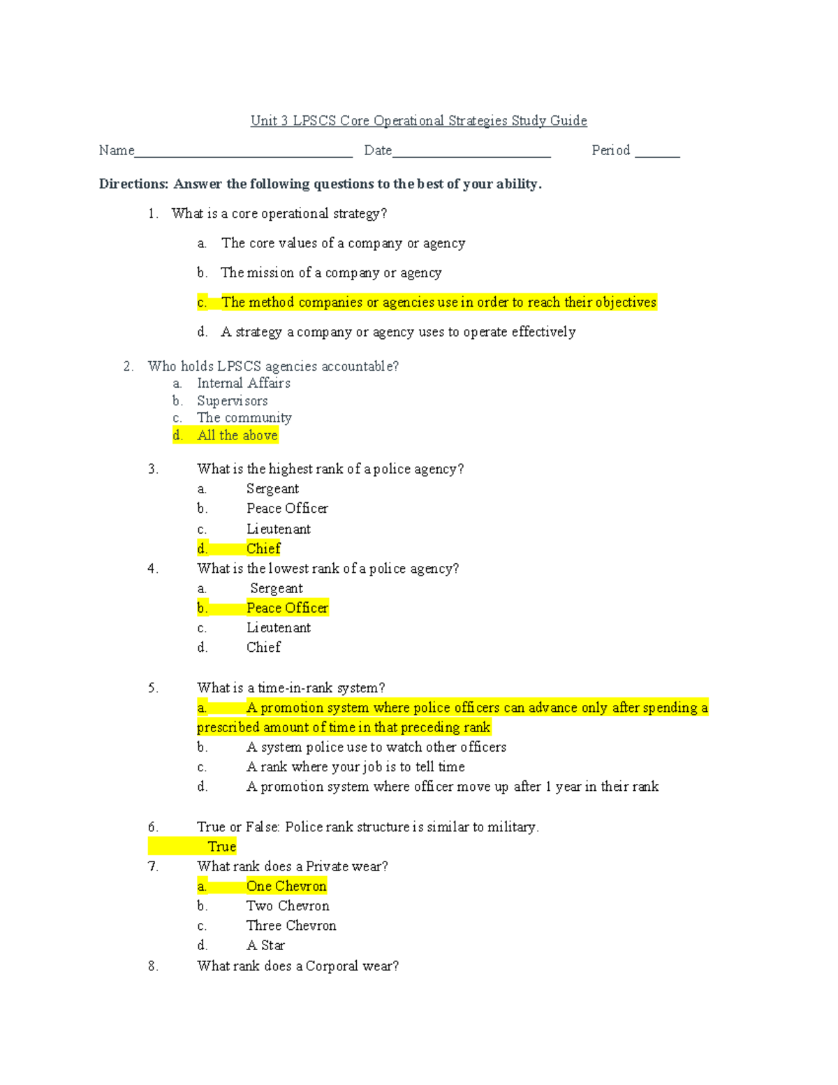 Copy of Lpscs COS Unit Quiz 3 Study Guide - Unit 3 LPSCS Core ...