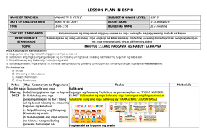 Esp Department WORK PLAN S - Republic of the Philippines Department of ...