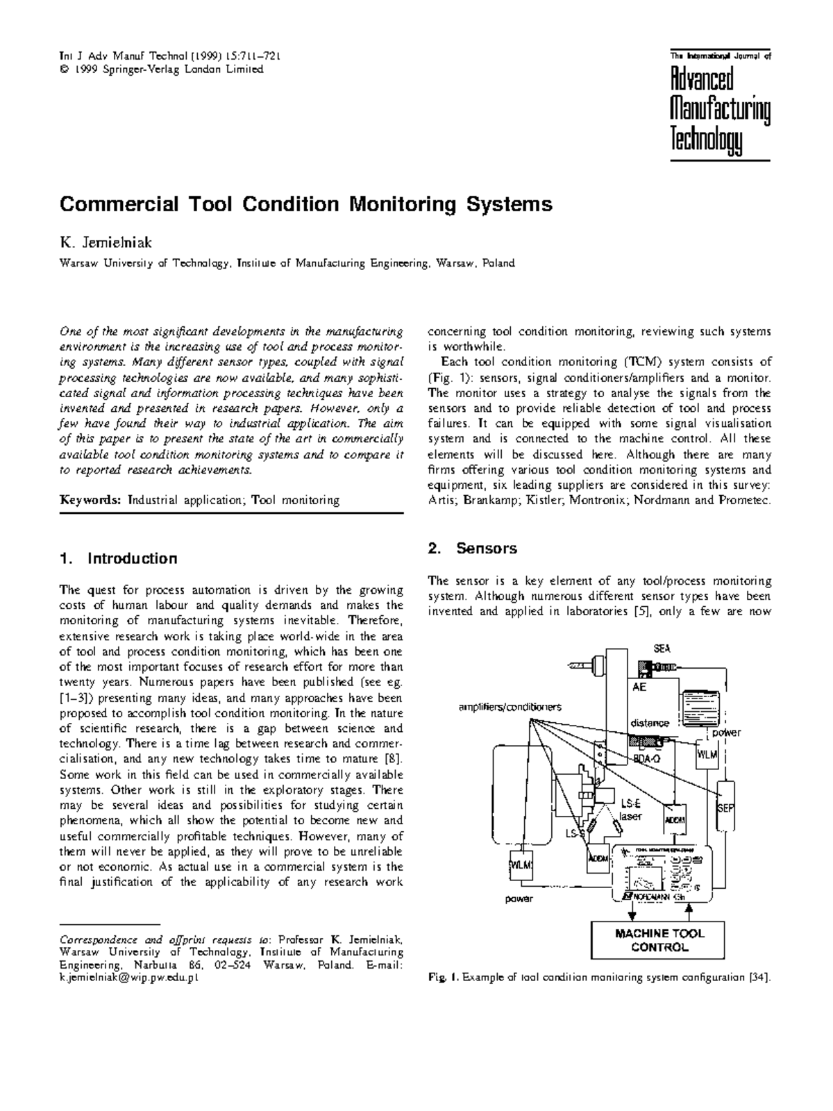 Commercial Tool Condition Monitoring Sys Int J Adv Manuf Technol