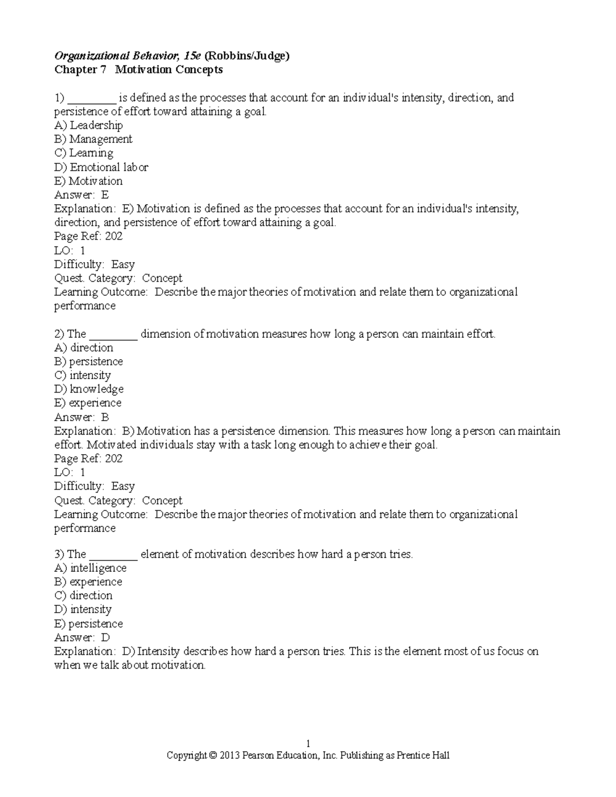 -chapter-7OB - test bank - Organizational Behavior, 15e (Robbins/Judge ...