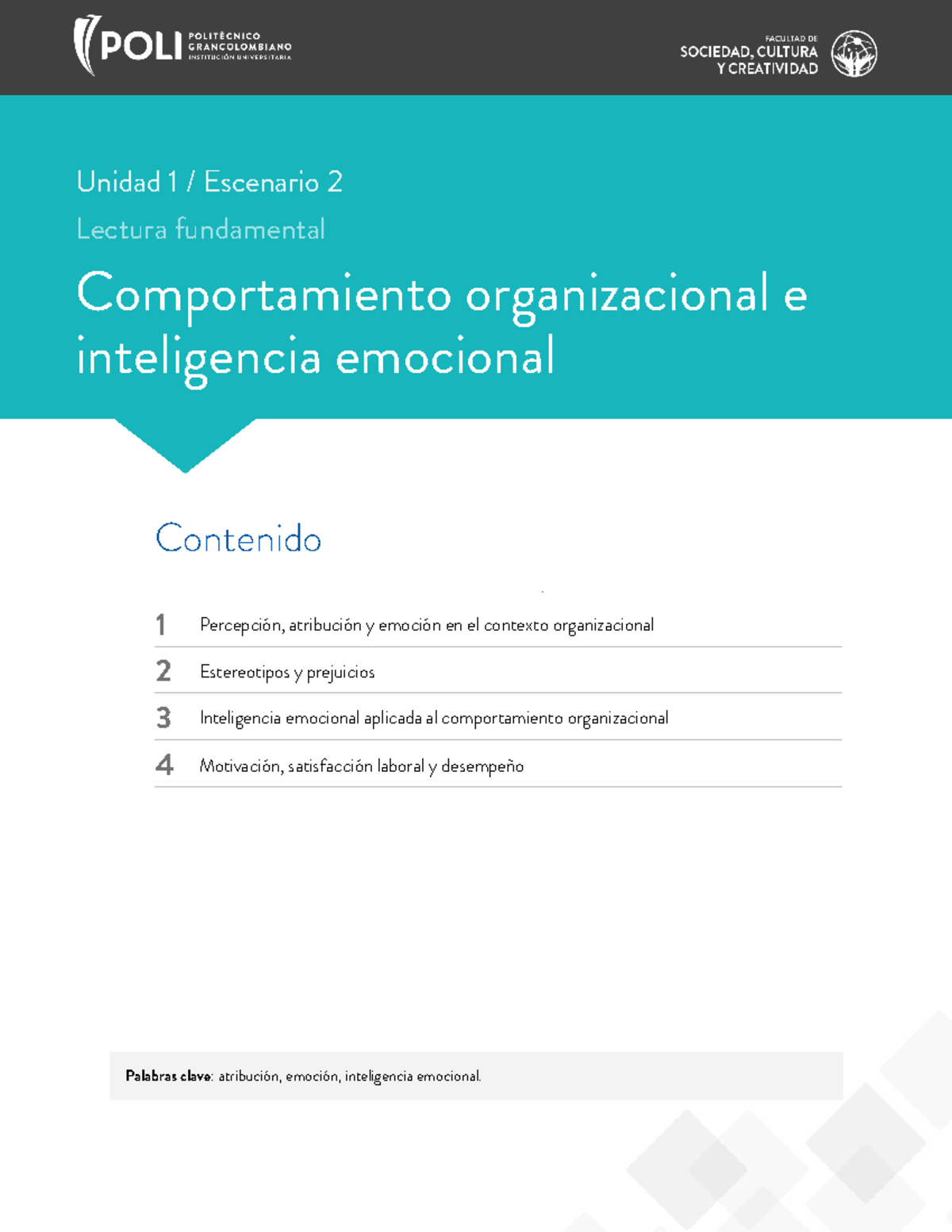 Inteligenica emocional - Contenido 1 2 3 4 Percepción, atribución y ...