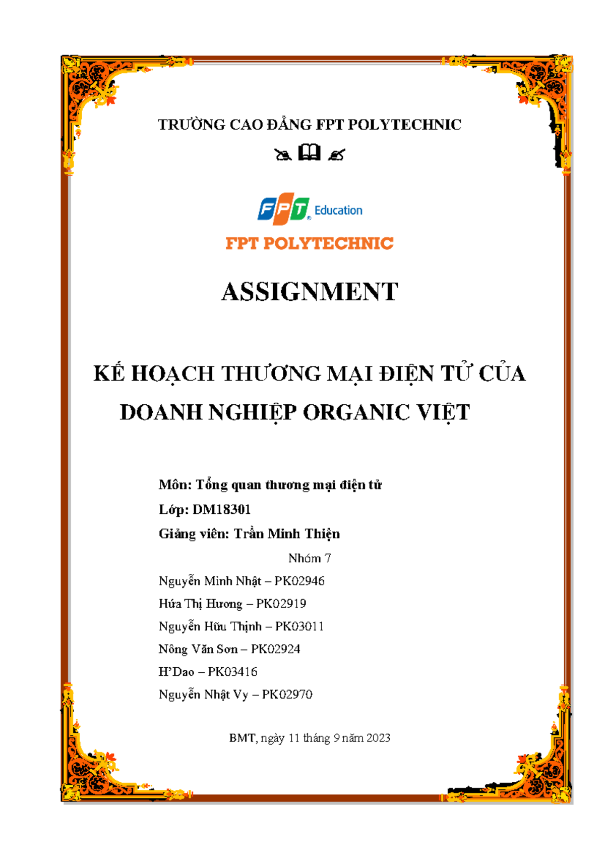 ASM thương mại điện tử nhóm 7 - TRƯỜNG CAO ĐẲNG FPT POLYTECHNIC ...