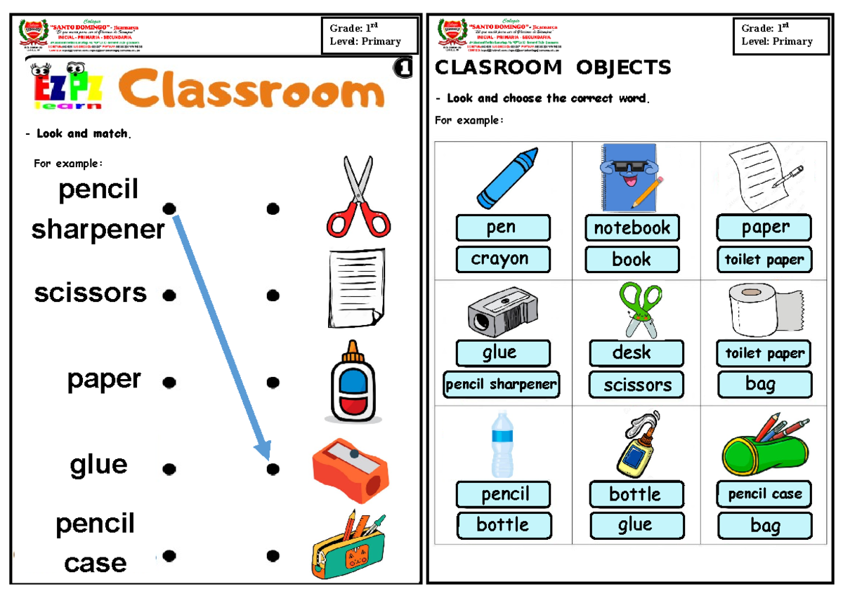 Classroom Objects 2 - verlo y revisarlo - Lenguaje - Grade: 1rd Level ...