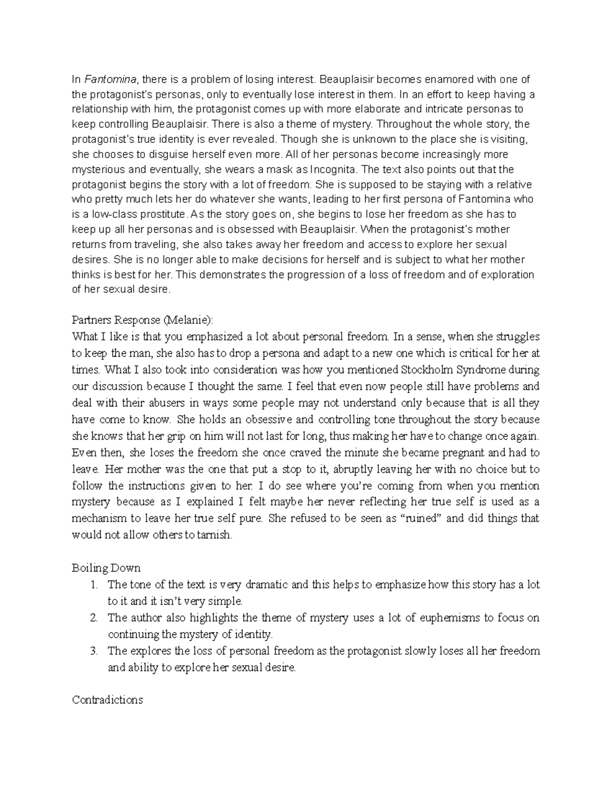 Enl 003: in-class activity #3 - In Fantomina, there is a problem of ...