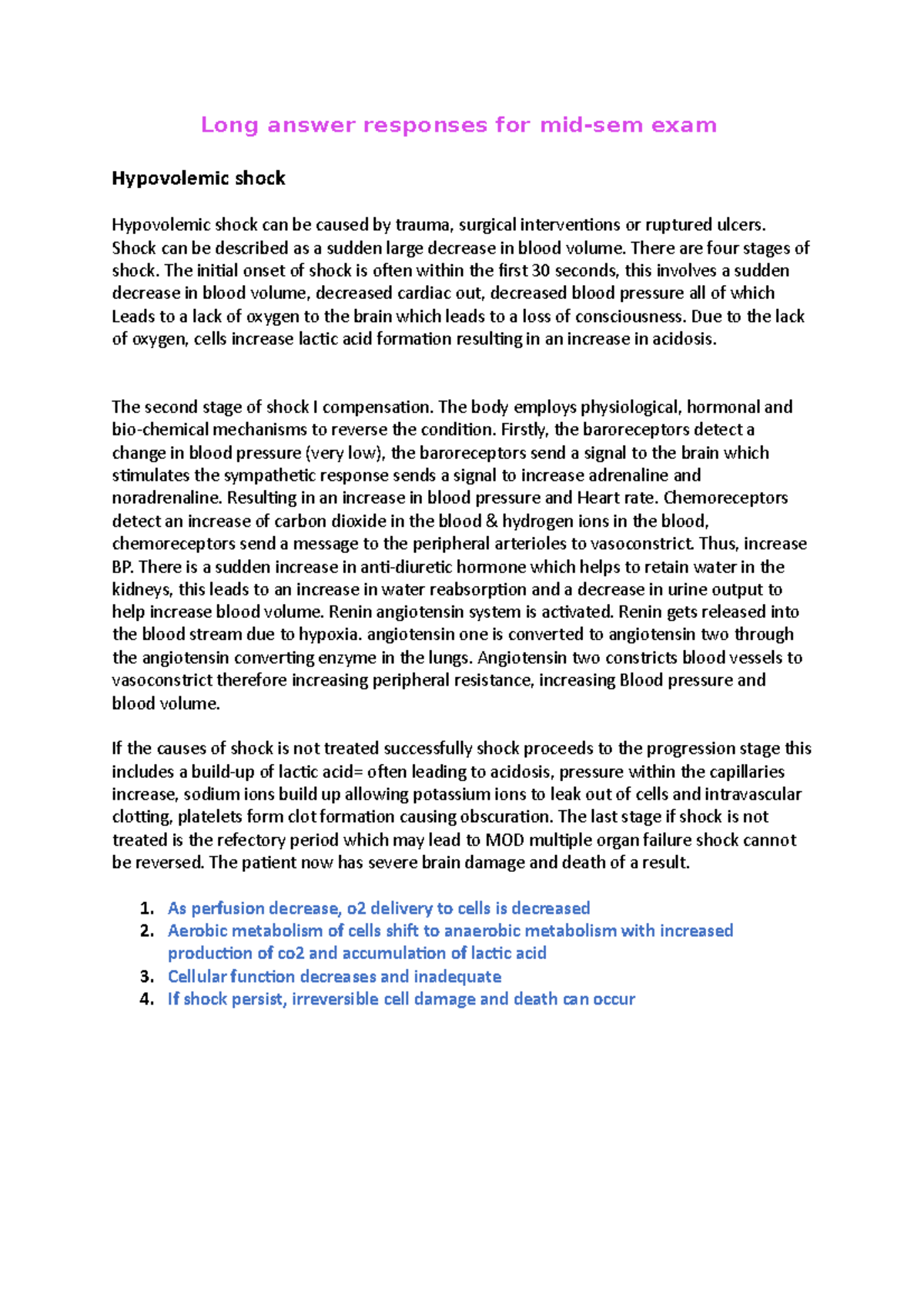 Longer answer repsonse - Long answer responses for mid-sem exam ...