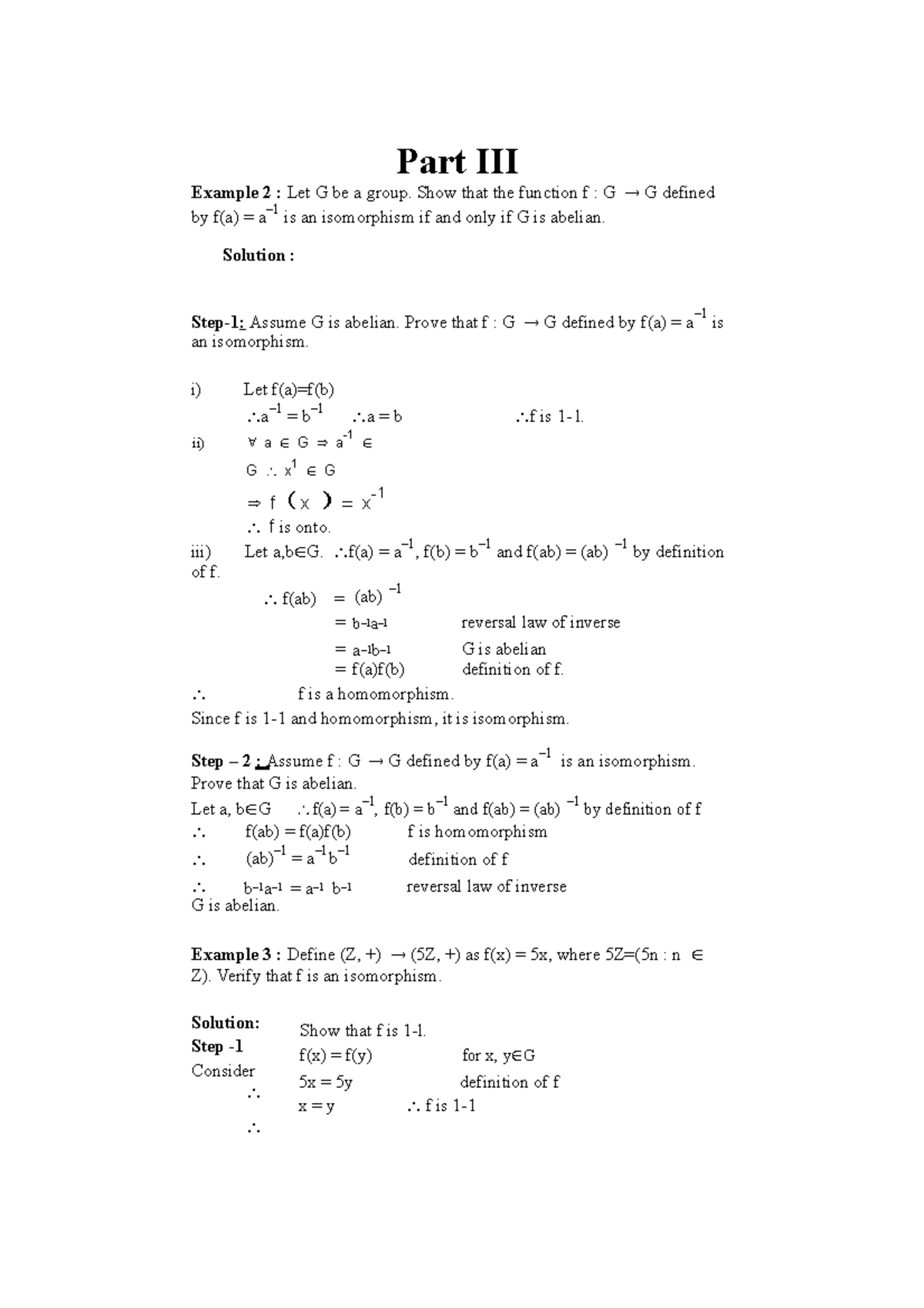 Unit Iii Discrete Maths Part Iii Group Theory Part Iii Example 2 Let G Be A Group Show That