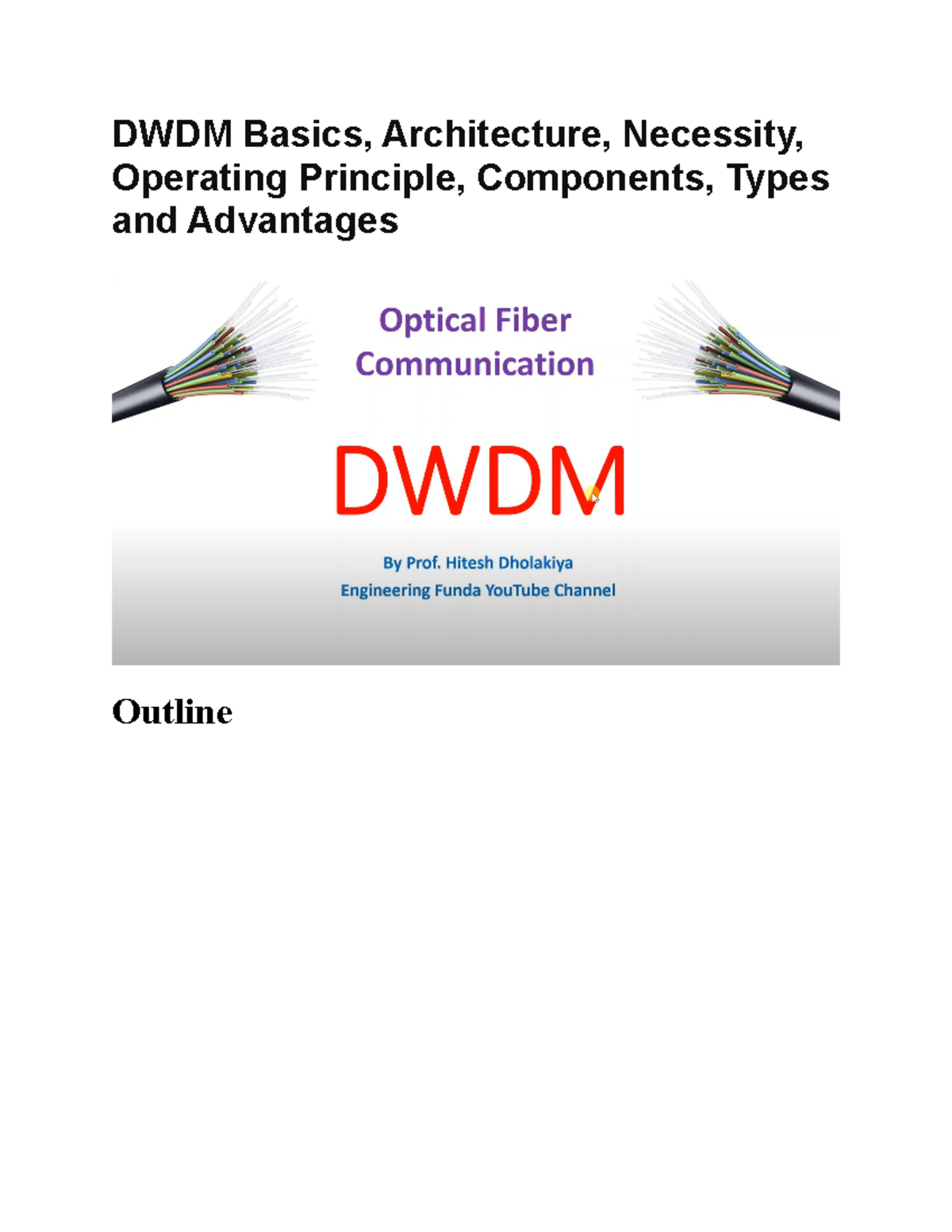 DWDM Basics, Architecture, Necessity, Operating Principle, Components ...