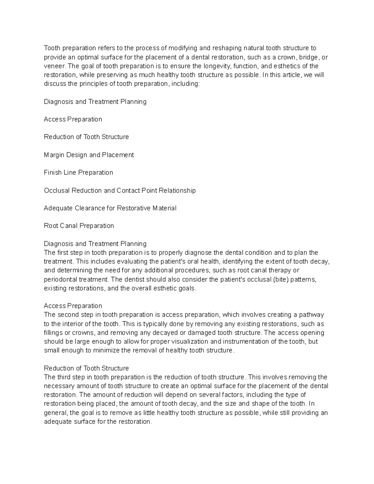 Tooth preparation in dental surgery - Tooth preparation refers to the ...