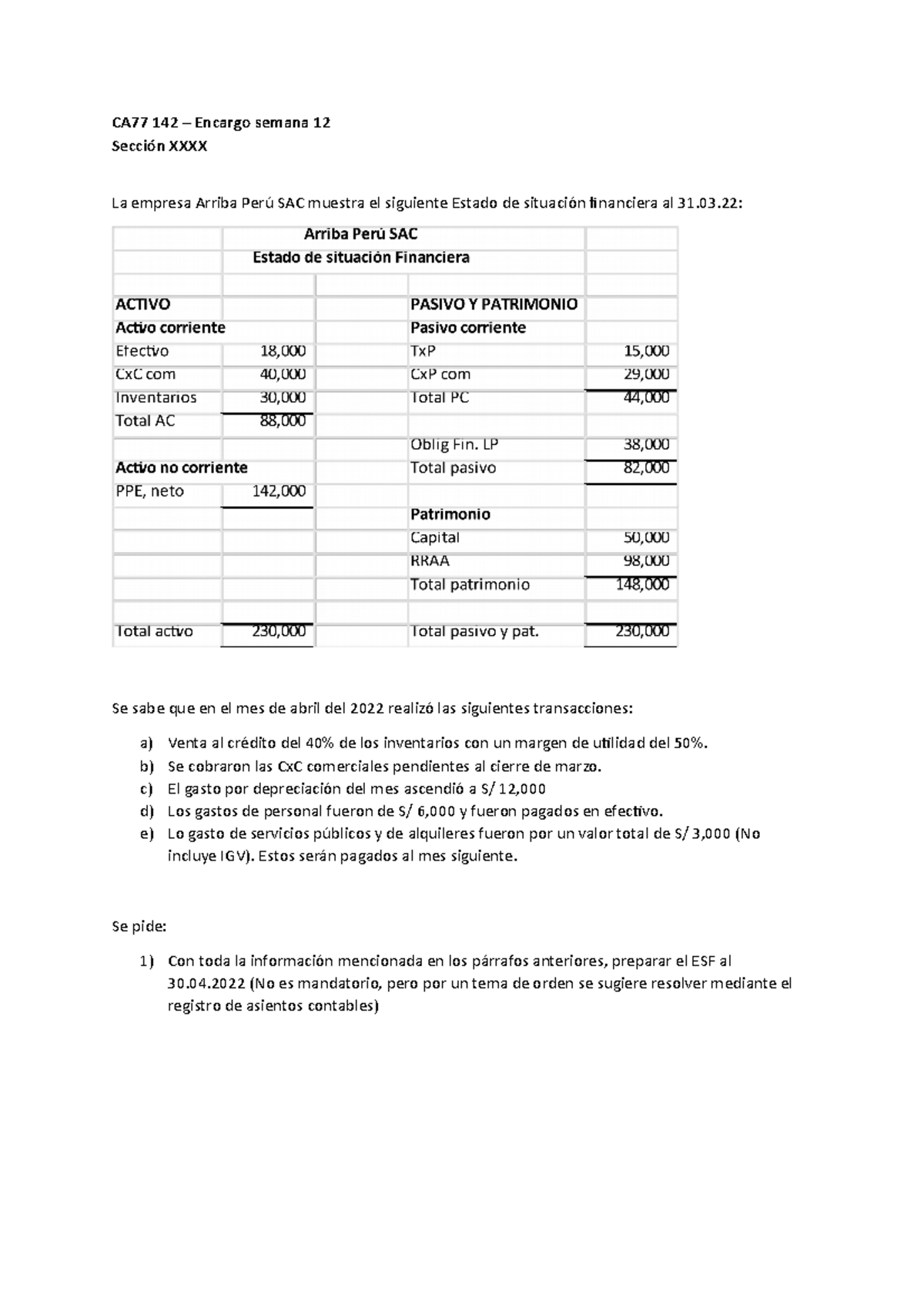 CA142 Encargo Semana 12 - CA77 142 – Encargo semana 12 Sección XXXX La ... CA142 Encargo Semana 12 - CA77 142 – Encargo semana 12 Sección XXXX La ...