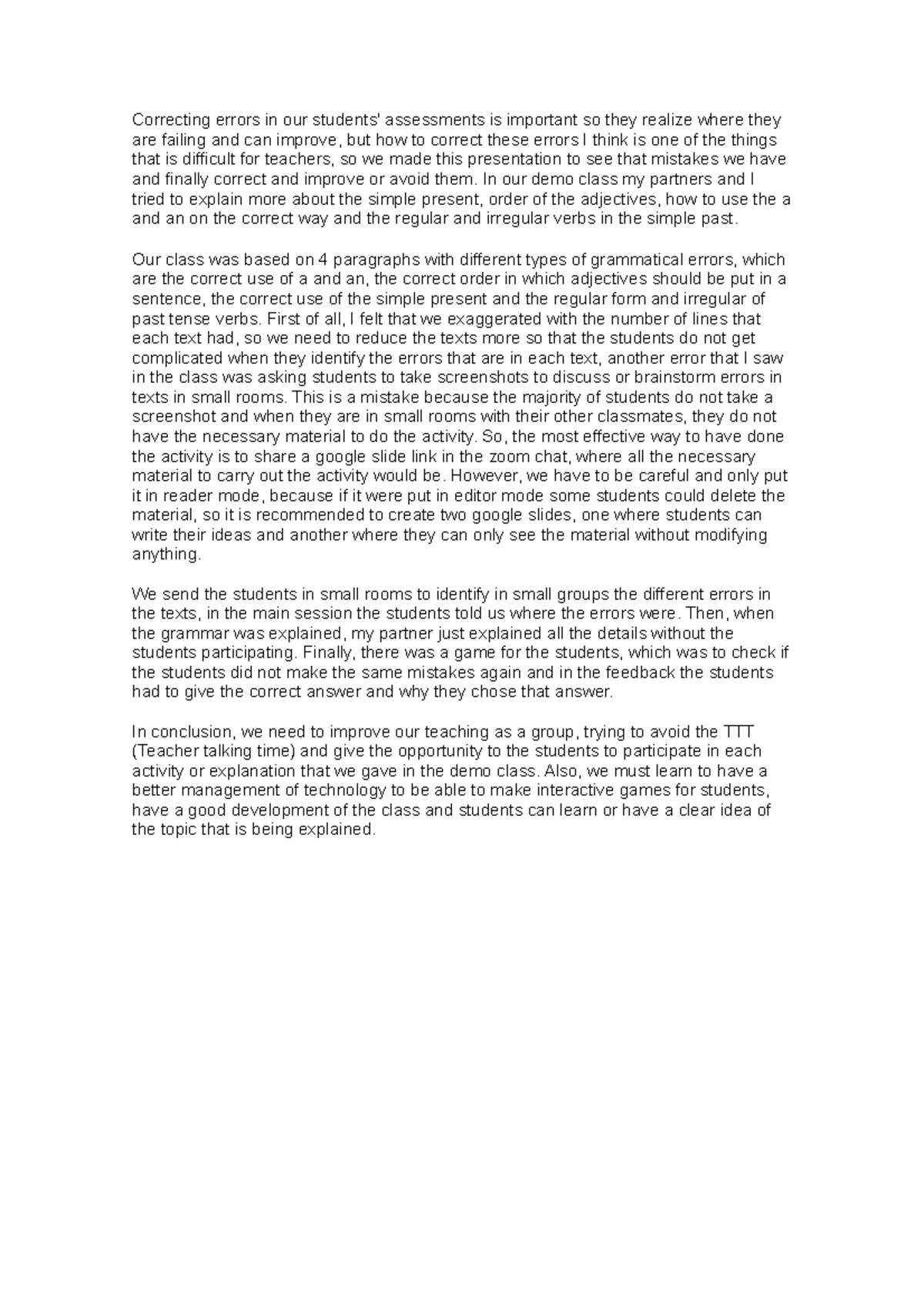 Homework - Apuntes - Correcting errors in our students' assessments is ...