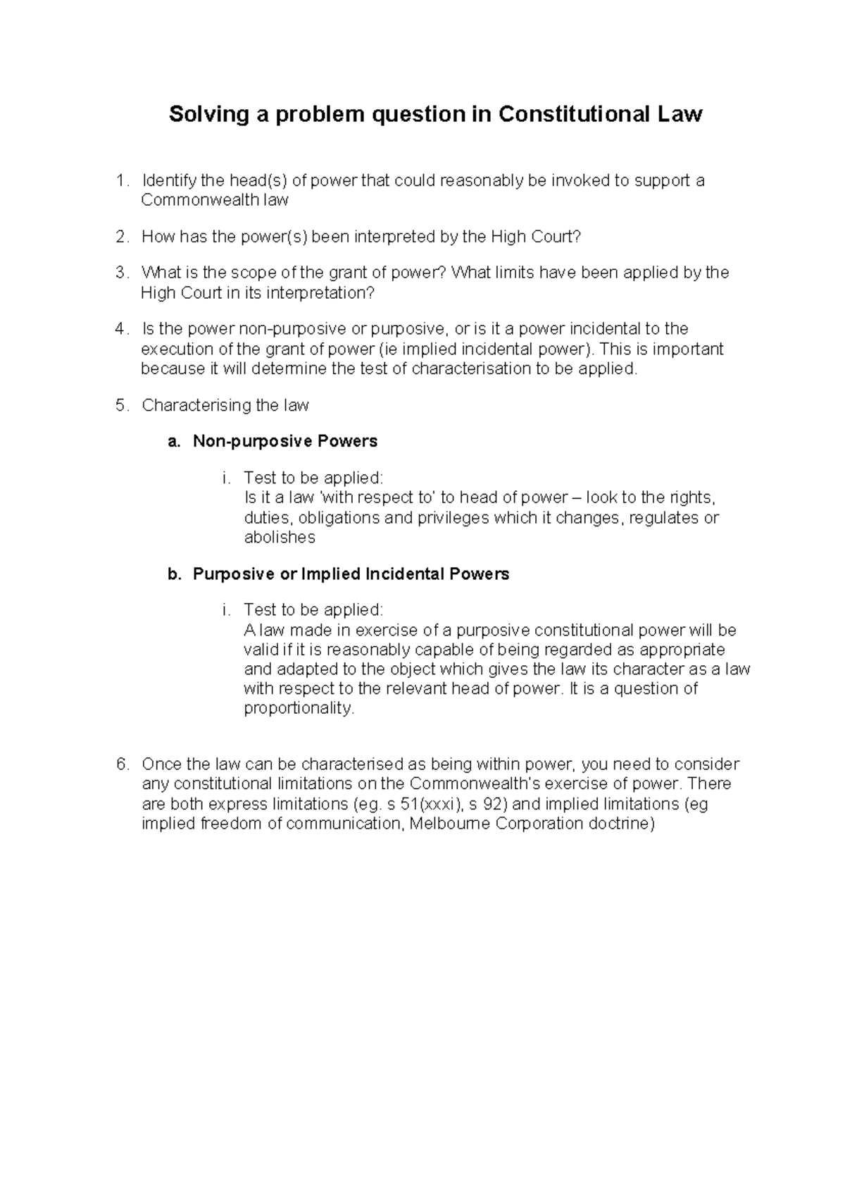 Steps to Characterisation - Solving a problem question in ...