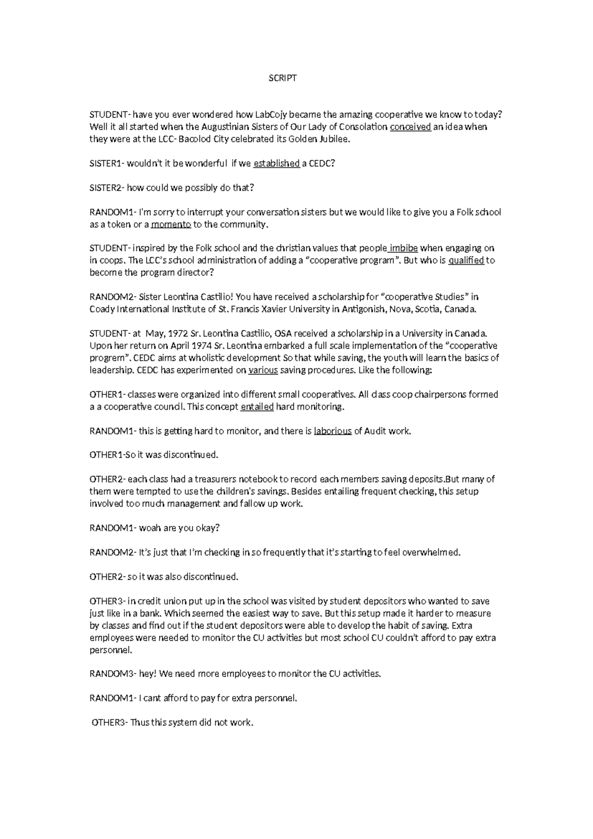 Script - SCRIPT STUDENT- have you ever wondered how LabCojy became the ...