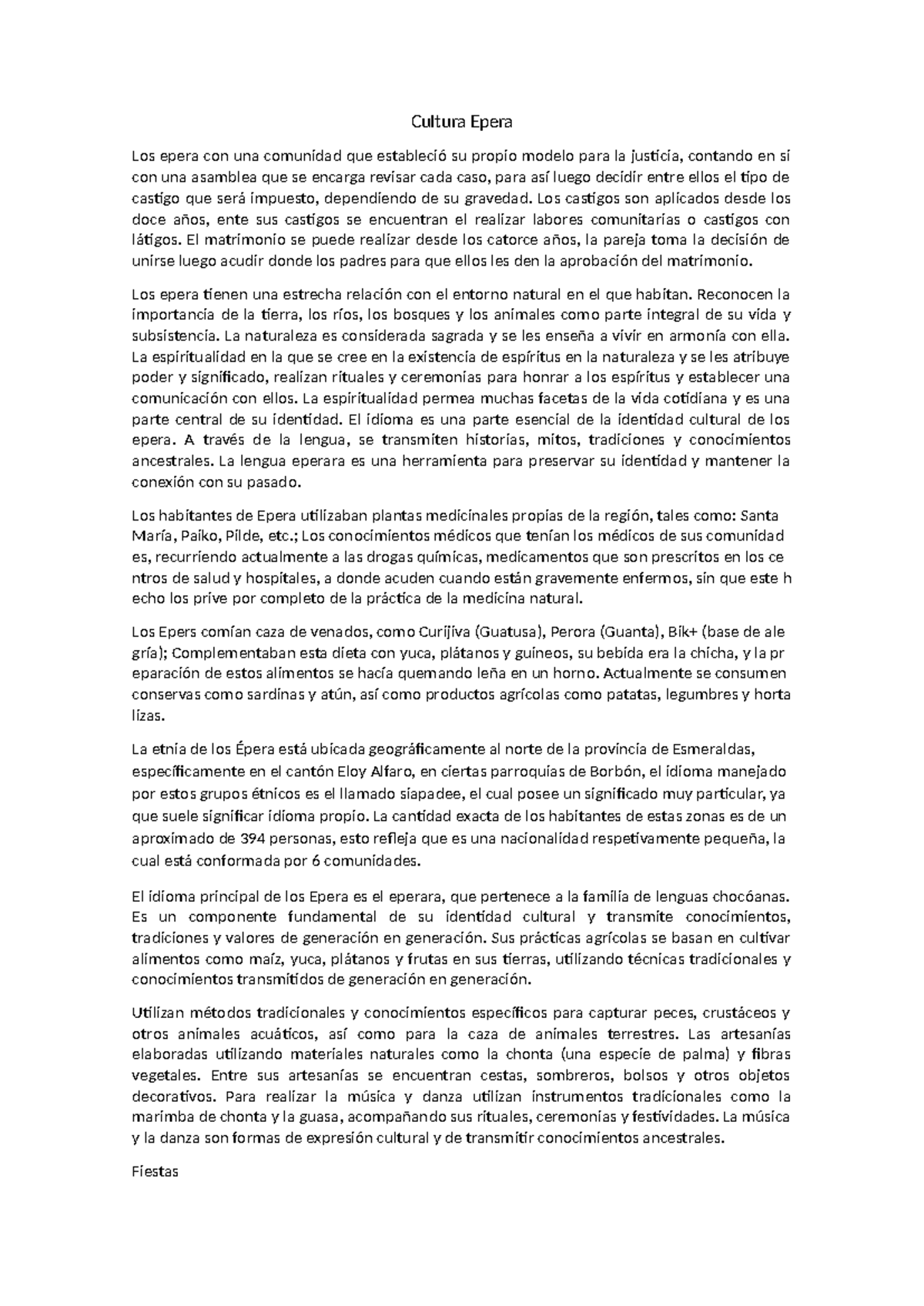 Cultura Epera - Cultura Epera Los epera con una comunidad que ...