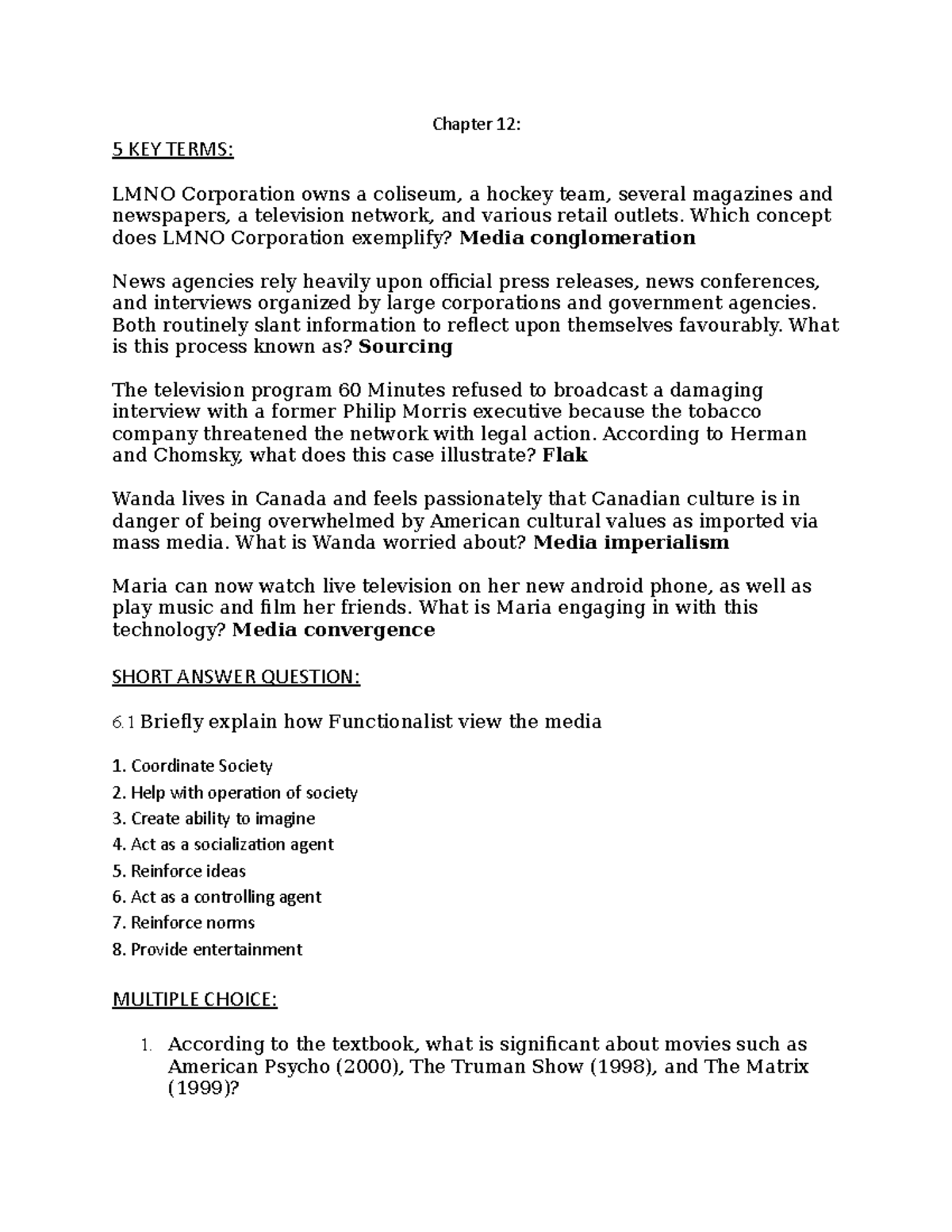 Exam 2019, questions and answers - Chapter 12: 5 KEY TERMS: LMNO Corporation owns a coliseum, a ...