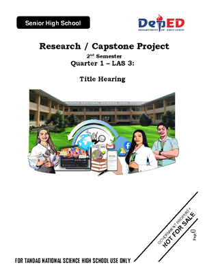 Q4W1- Capstone Chapter 1 Design - Research / Capstone Project Quarter 4 ...