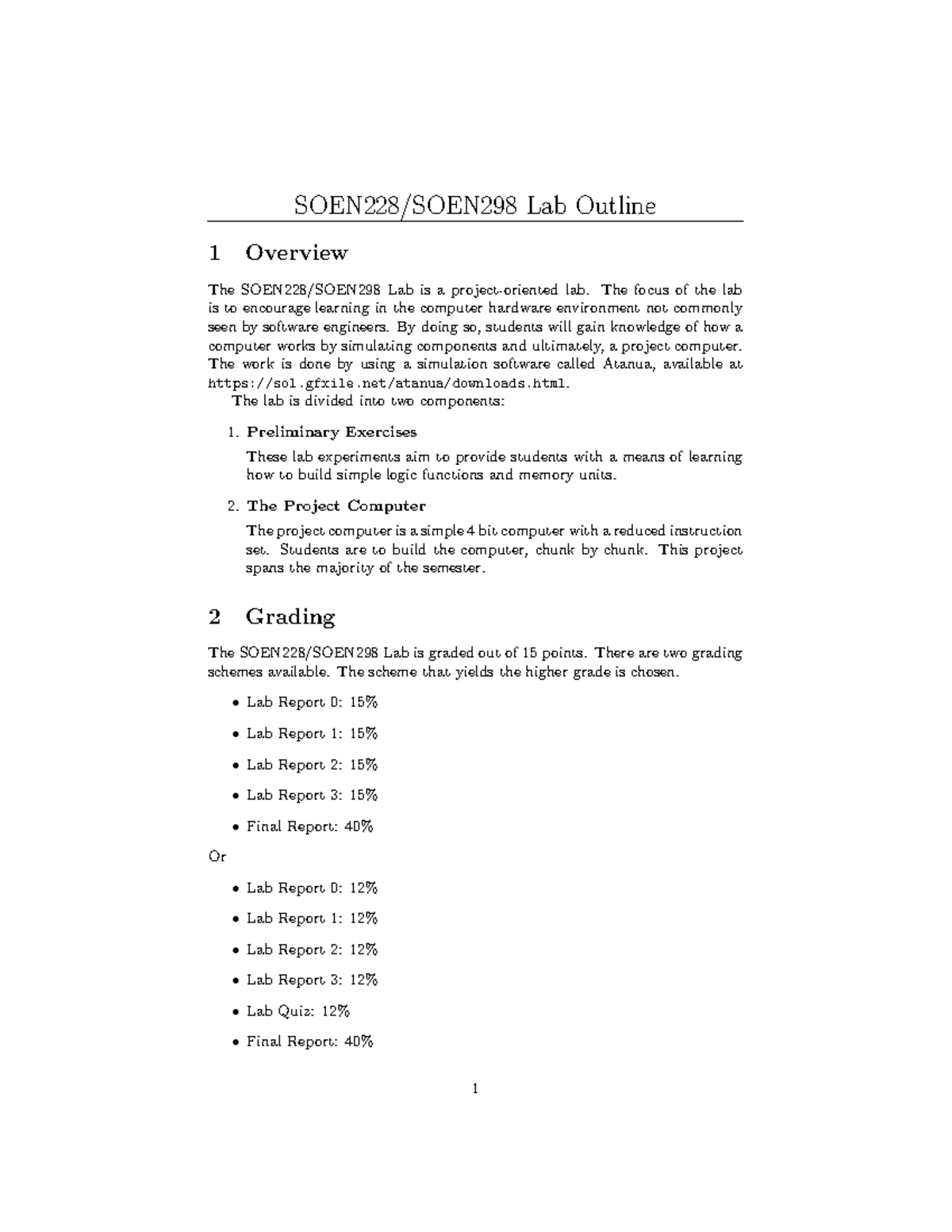 Lab outline - SOEN228/SOEN298 Lab Outline 1 Overview The SOEN228 ...
