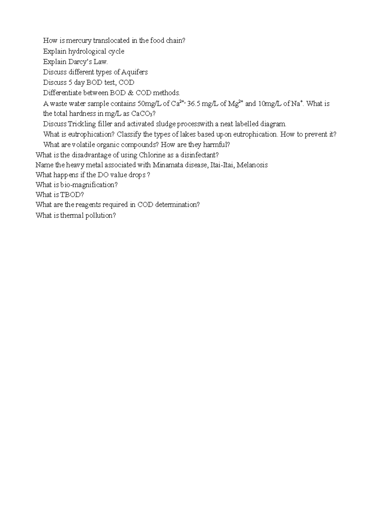 Evs suggestion - Questions for evs - How is mercury translocated in the ...