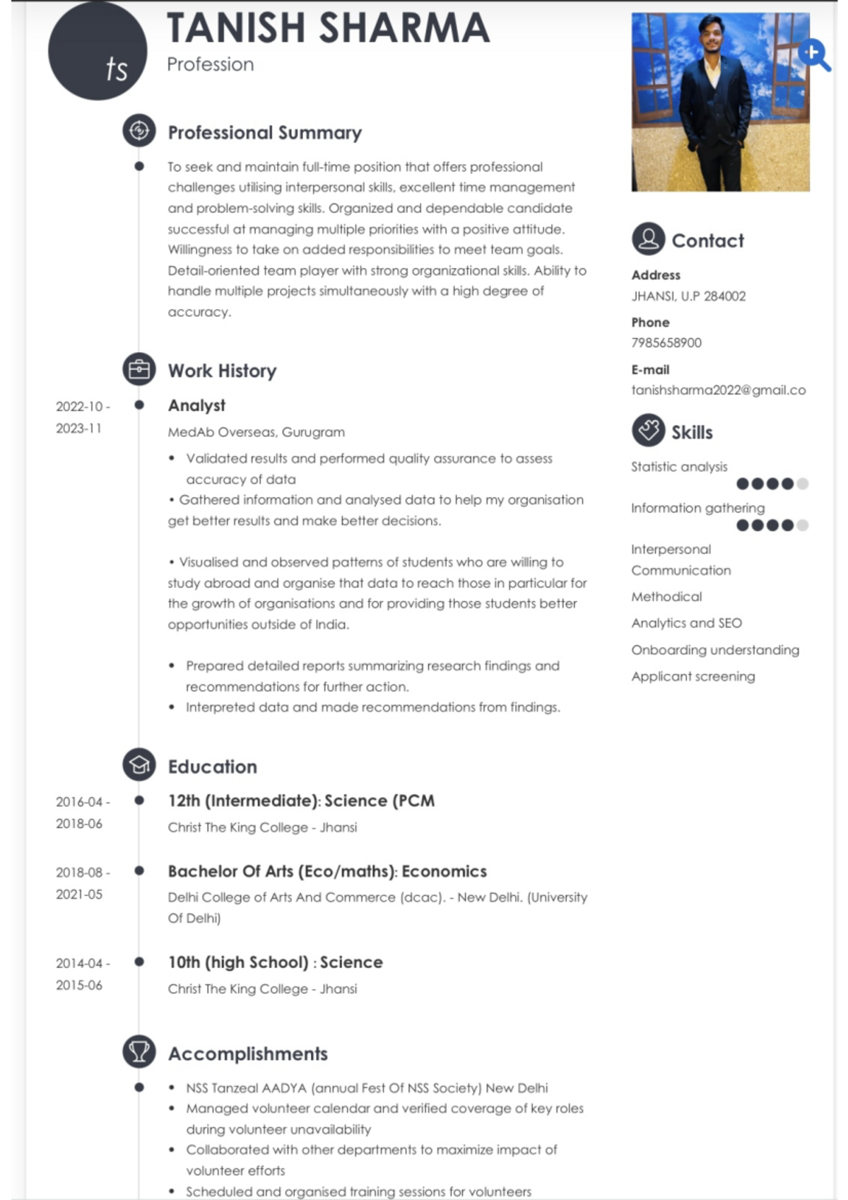 Tanish new CV 2024 - Bachelor of Arts - Studocu