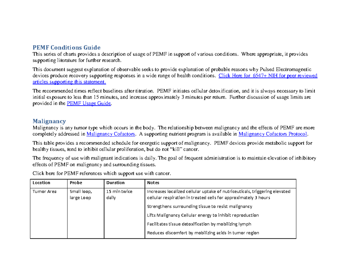 PEMF Conditions Guide pulsed electromagnetic therapy support - PEMF ...